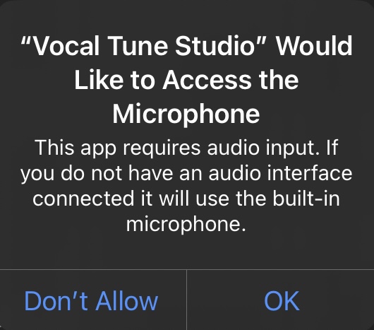 Vocal Tune Studio First Use Setup